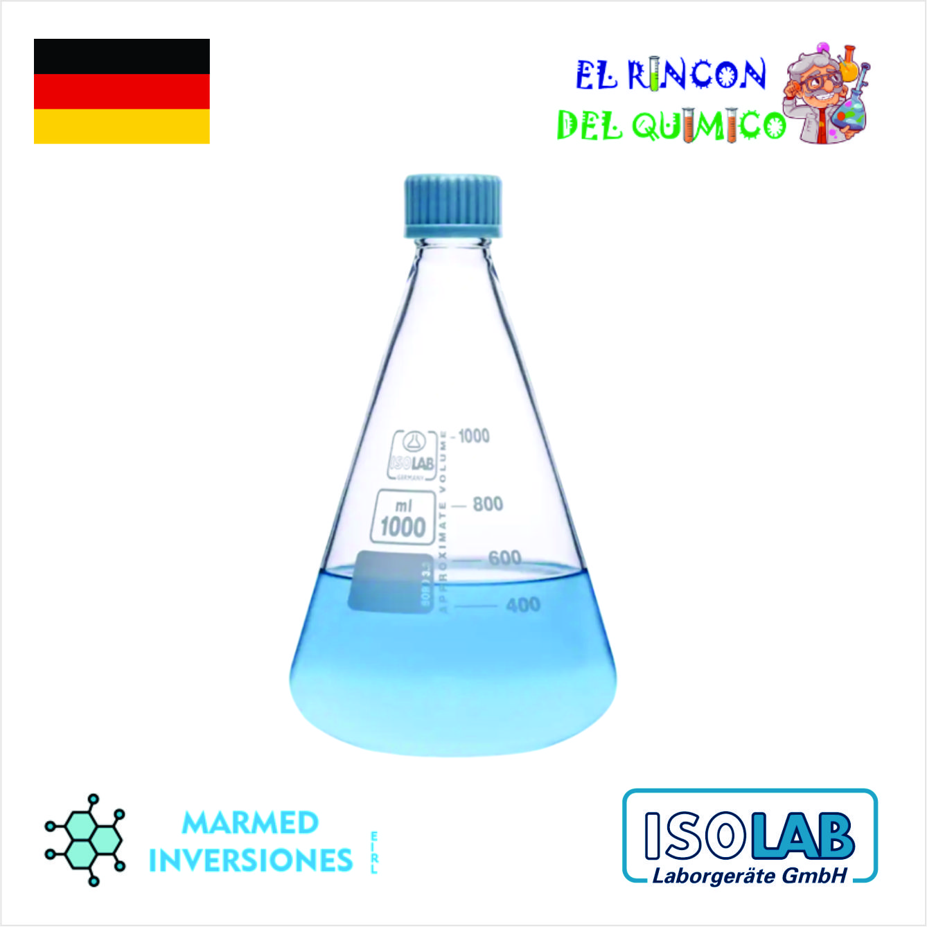 MATRAZ DE VIDRIO CON TAPA ROSCA DE 500 ML COD 027.03.500 ISOLAB